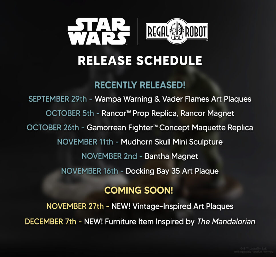 UPDATED! New Star Wars™ Items Release Schedule! - Regal Robot